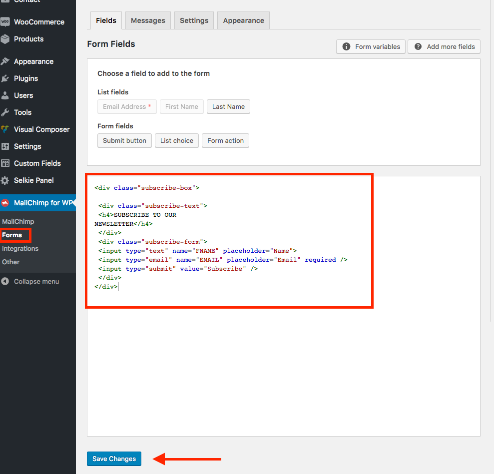 How to set the MailChimp plugin « Selkie Documentation